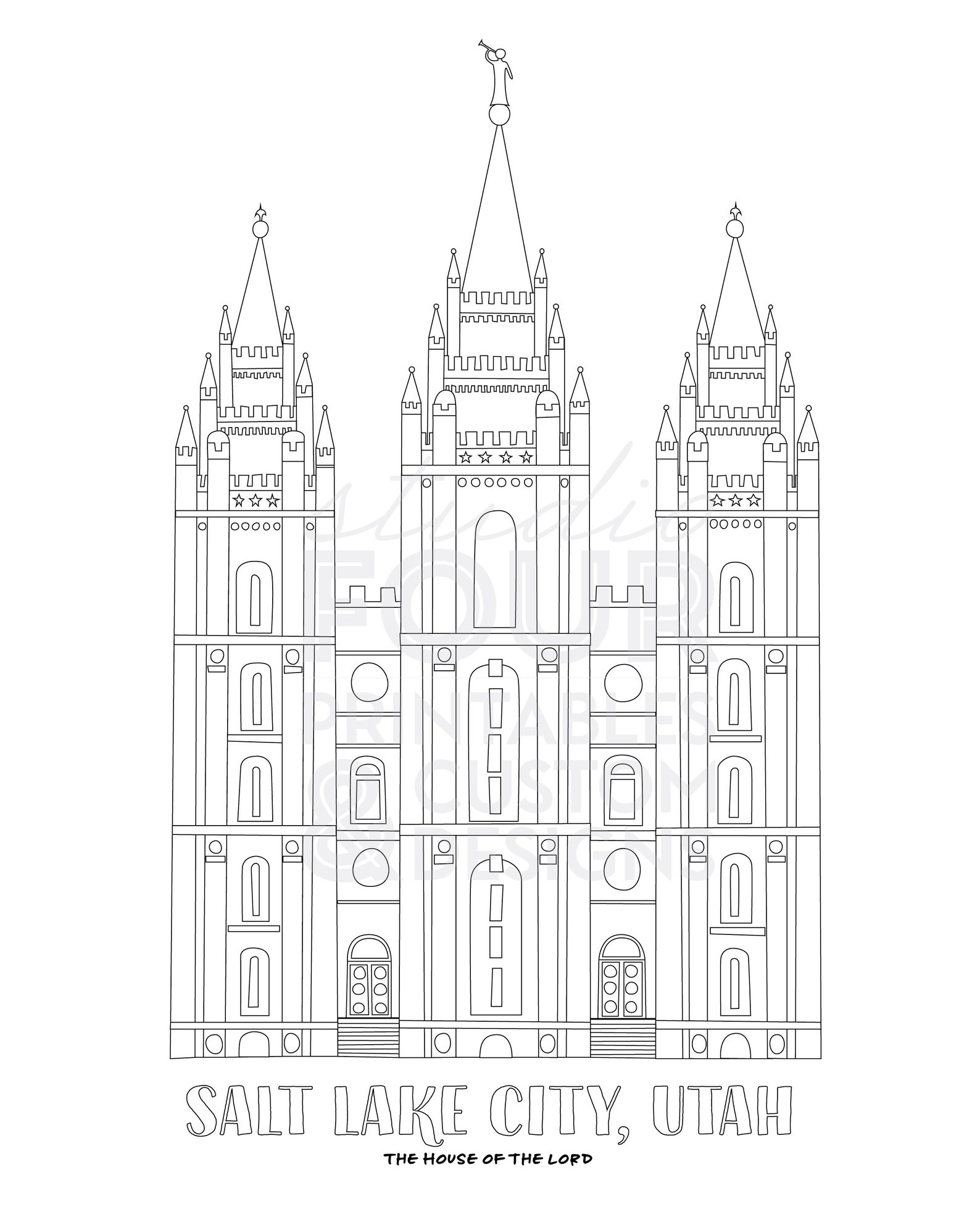 Sketch Of Slc Temple Coloring Pages
