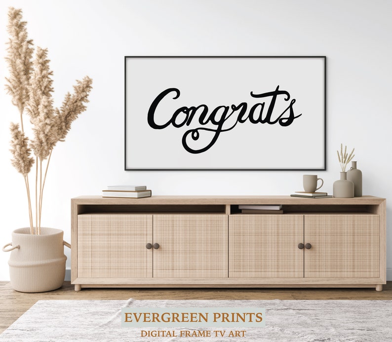 Black and White Congrats Graphic Samsung Frame TV Art Frame TV Digital ...