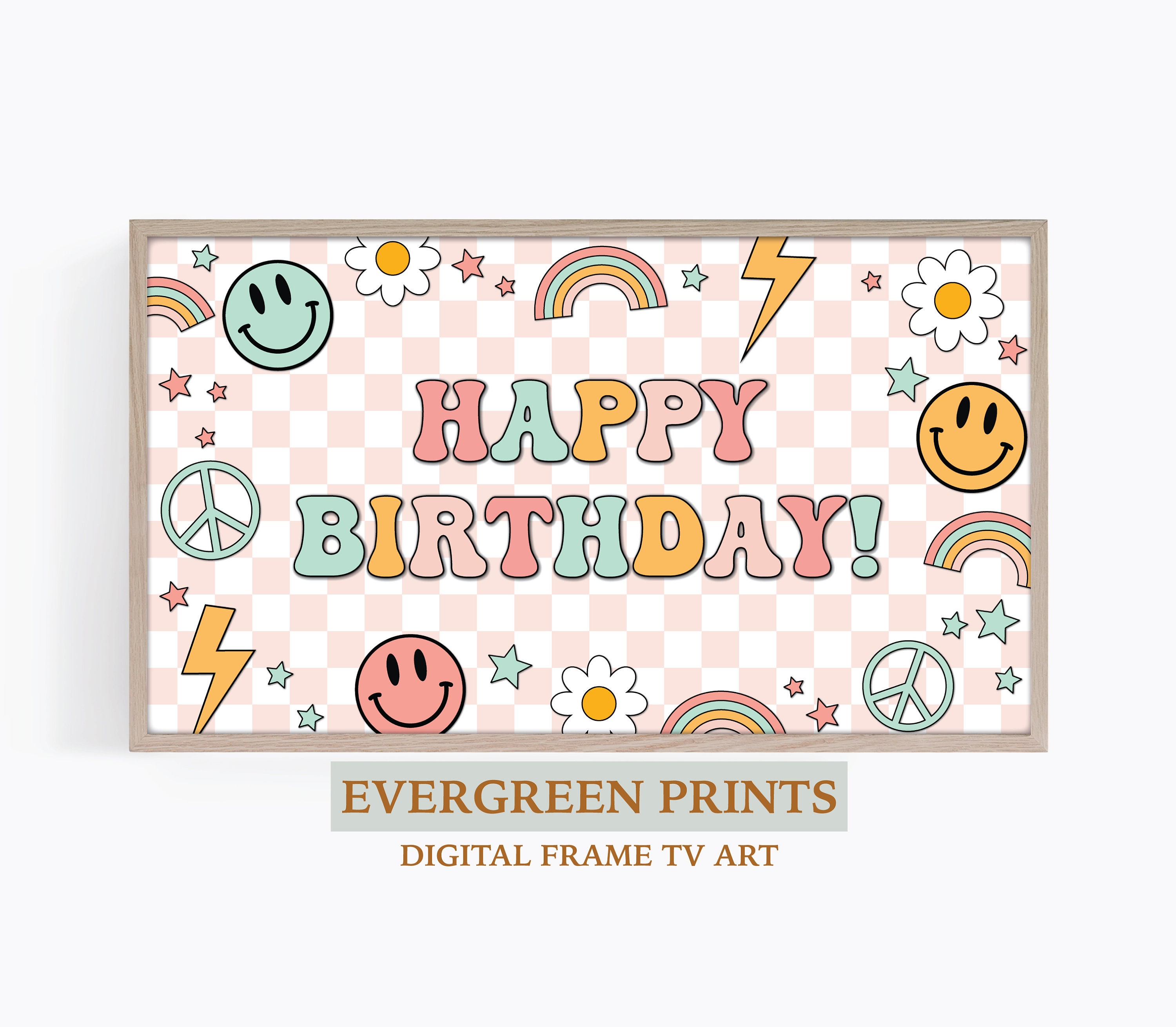 Happy Birthday Groovy Smiley Face Samsung Frame TV Art Digital Frame TV ...