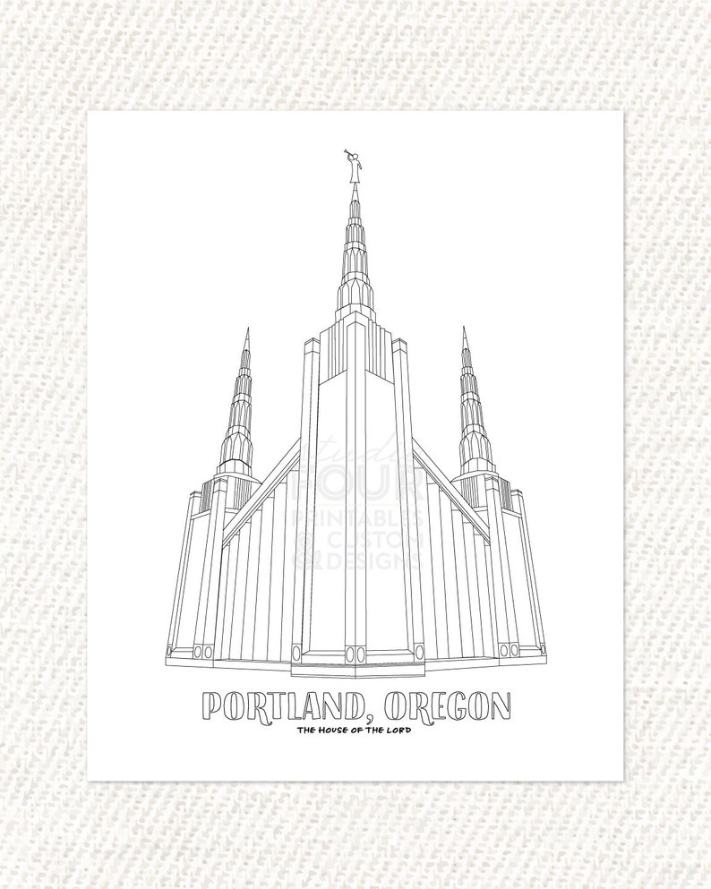 PRINTABLE Portland Oregon LDS Temple Coloring Page PDF - Etsy