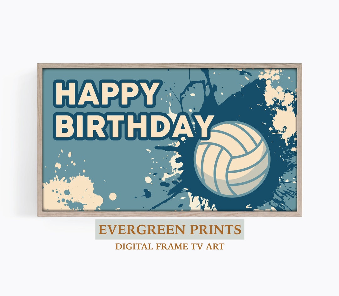 Happy Birthday Volleyball Party Samsung Frame TV Art Volleyball Birthday Party Tv Art Volleyball ...