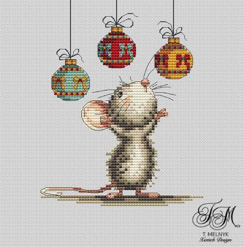 Patrón de punto de cruz «Ratón festivo lleno de maravillas» (PDF ...