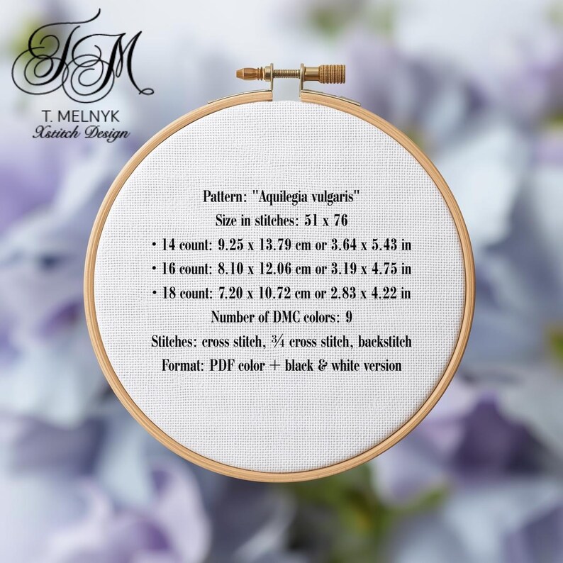 Columbine Flower Cross Stitch Pattern: Botanical Design (PDF Pattern ...