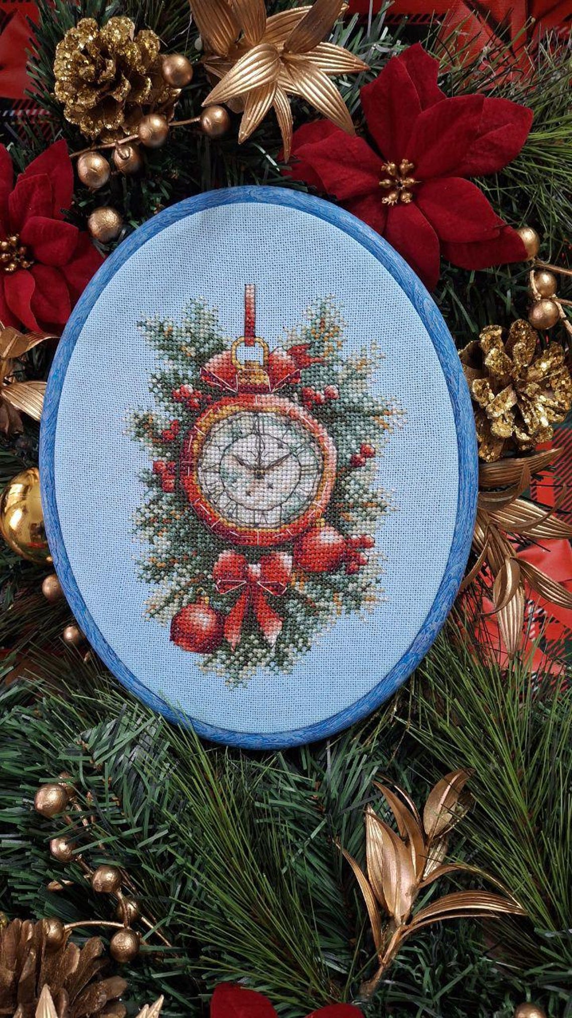 Christmas Clock Cross Stitch Pattern: Winter Tree Design (PDF Pattern ...