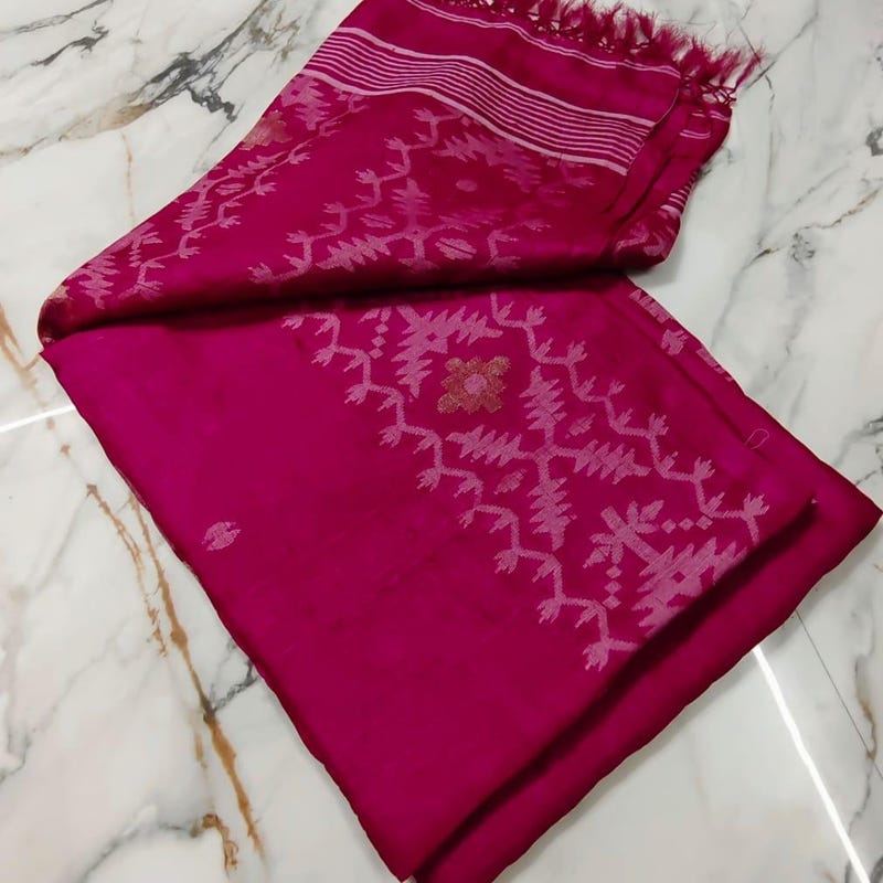 Tussar Silk Jamdani Saree - Etsy