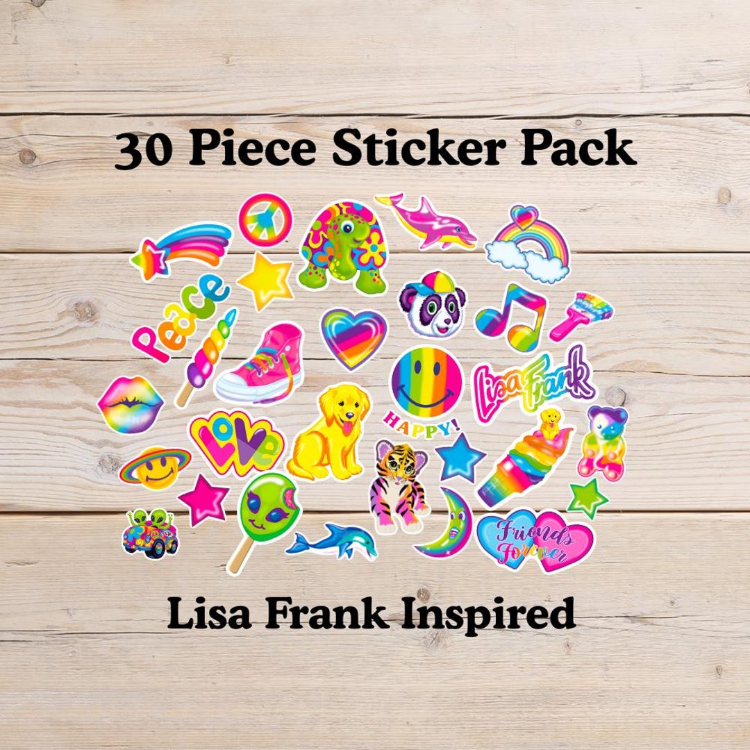 30pc 90s Nostalgia Lisa Frank Inspired Sticker Pack | Bright Rainbow ...