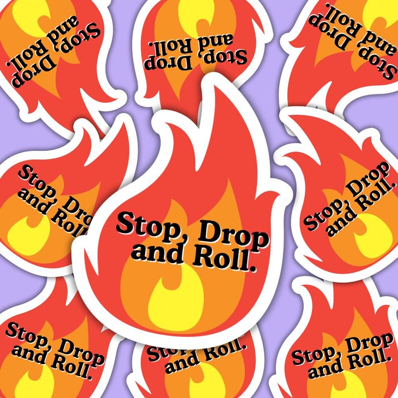 Stop Drop and Roll Sticker | Fire Safety Vinyl Decal | Laminated ...