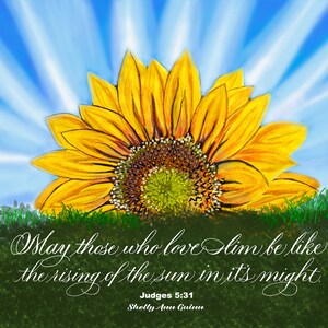 Sunflower Illustration, Sunrise, Inspirational, Scripture, - Etsy