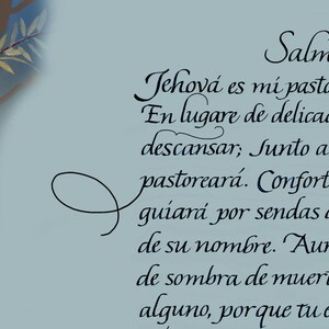 Psalm 23 Handwritten in Spanish, Christian Art, Faith Gift, the Lord is ...