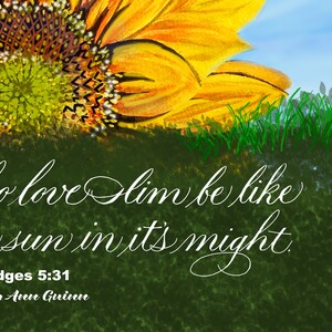 Sunflower Illustration, Sunrise, Inspirational, Scripture, - Etsy