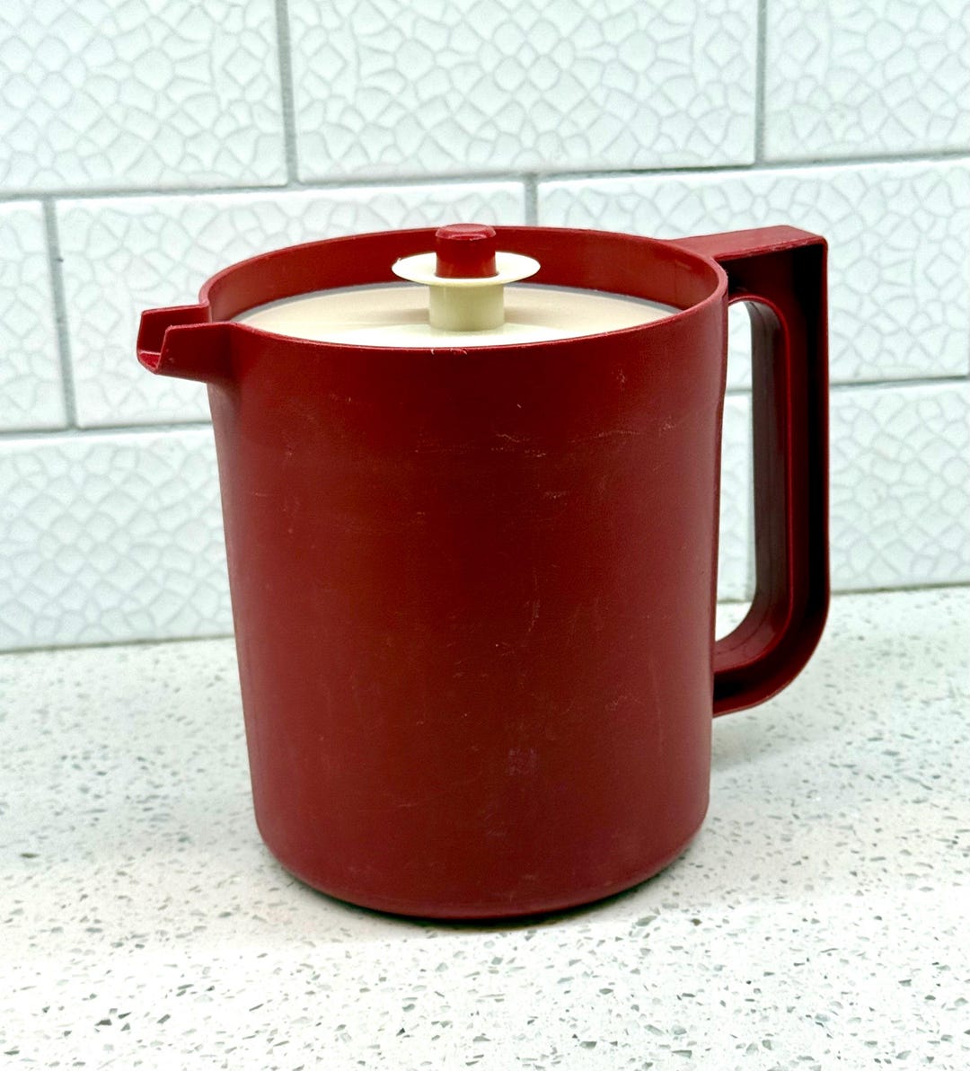 Vintage Dark Red Tupperware Juice Pitcher 1575-6 With Push Top Lid - Etsy