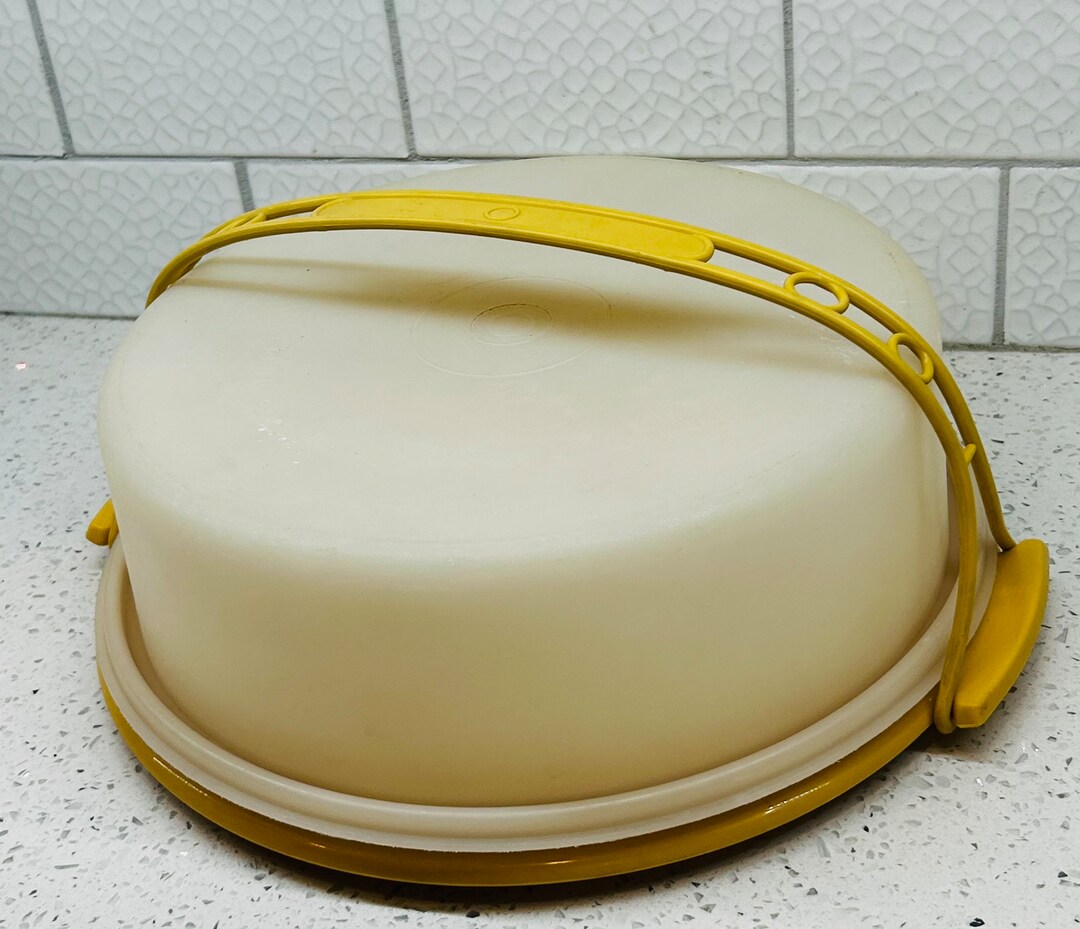 Tupperware Harvest Gold #719-1 Cake Taker/ Pie Taker 3 Piece 8” Cake ...