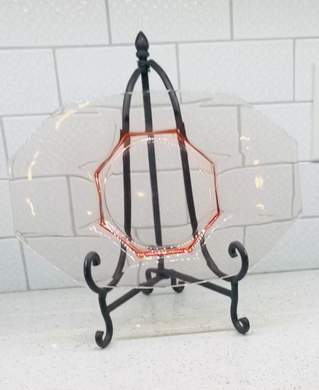 Lovely Pink Depression Glass Decagon Shaped Platter. Rose Pink ...