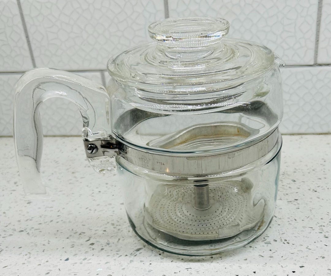 Lovely Vintage Pyrex Flame Ware 4 Cup Glass Percolator Coffee Tea Pot ...
