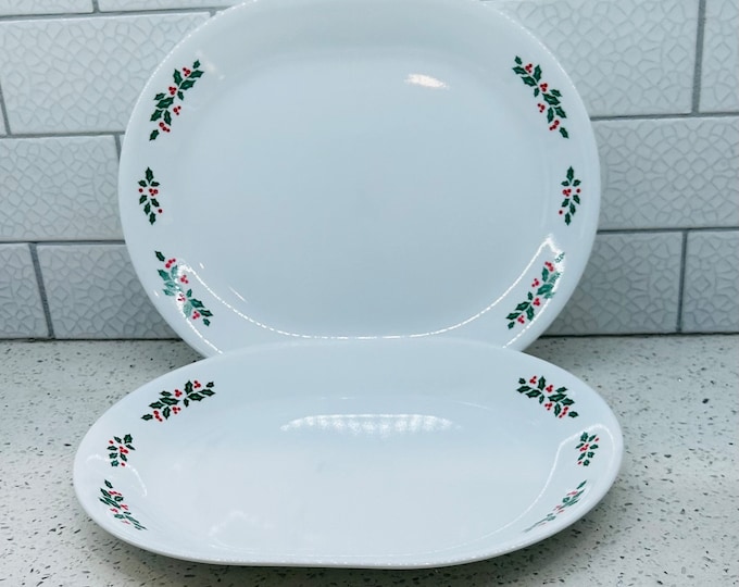 Corelle Vintage Holly Days/winter Holly Corelle Oval Platter- Red and ...