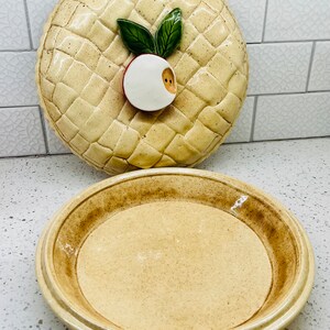 Vintage Hand Painted Ceramic 10" Apple Pie Covered Dish Saver Keeper - Etsy