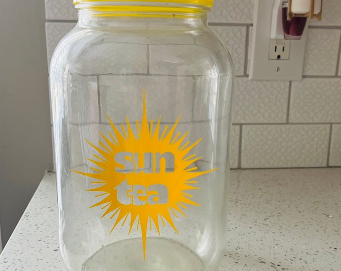 Vintage Sun Tea Glass Jar Sun Tea Logo Lemonade Iced Tea Kool-aid ...