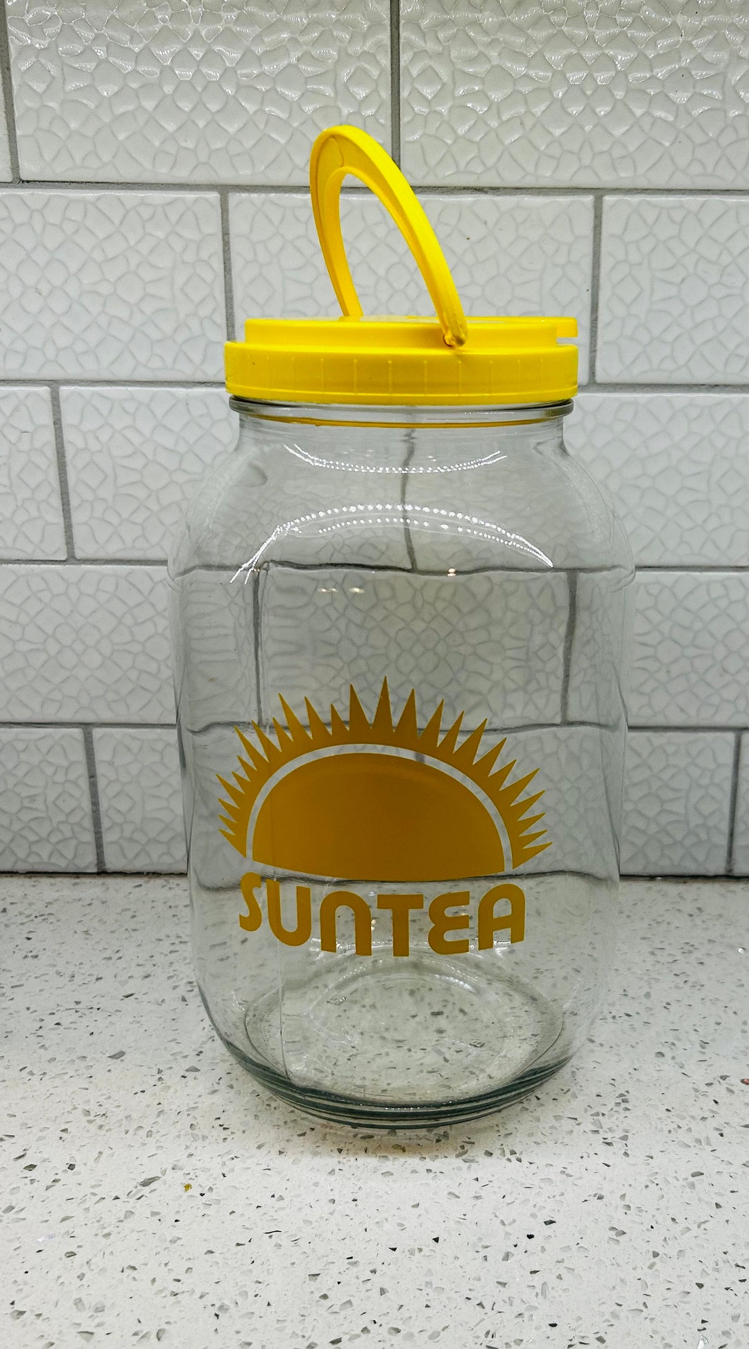 Vintage Sun Tea Glass Jar Sun Tea Logo Lemonade Iced Tea Kool-aid ...