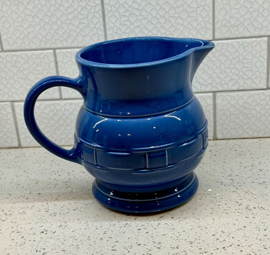 Vintage Longaberger Pottery Pitcher: Woven Traditions Cornflower Blue ...