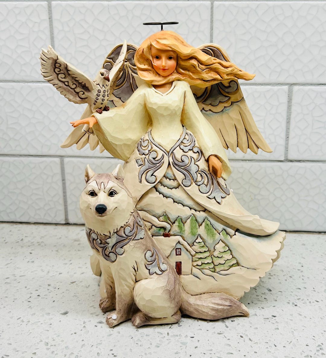 Jim Shore White Woodland Angel Figurine "in Wind and Snow Wonder Does ...