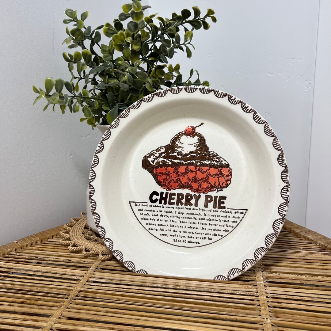 Vintage Cherry Ceramic Pie Recipe Pie Plate - Pie Pan With Cherry Pie ...