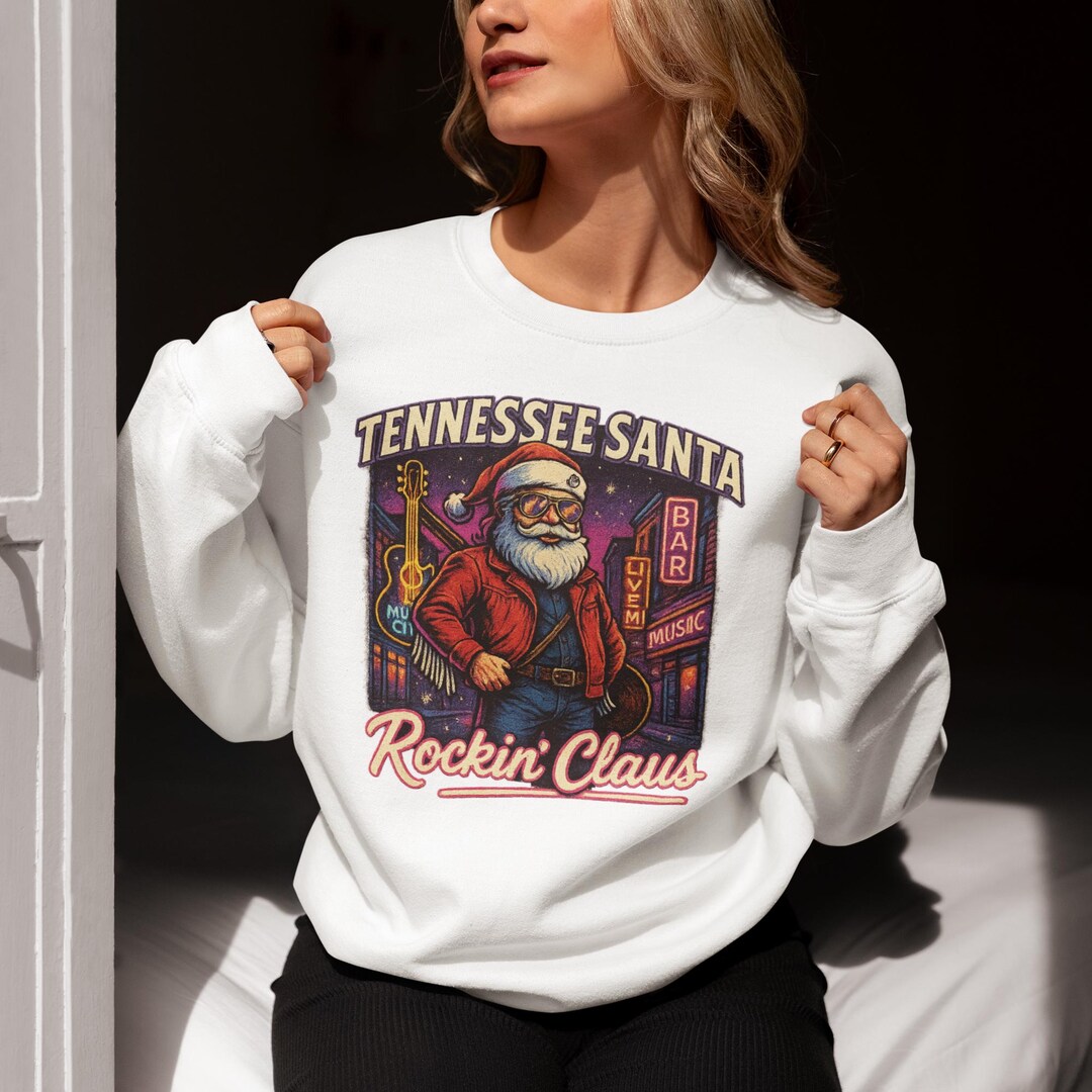 Tennessee Santa Rockin’ Claus Sweatshirt, Vintage Christmas Crewneck ...