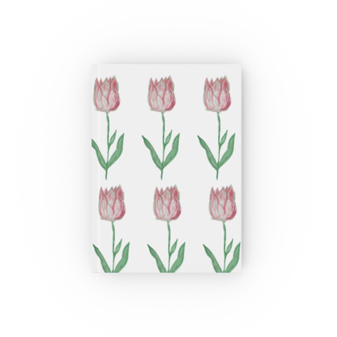Pink Tulip Pattern Journal | Floral Notebook, Botanical Lined Journal ...