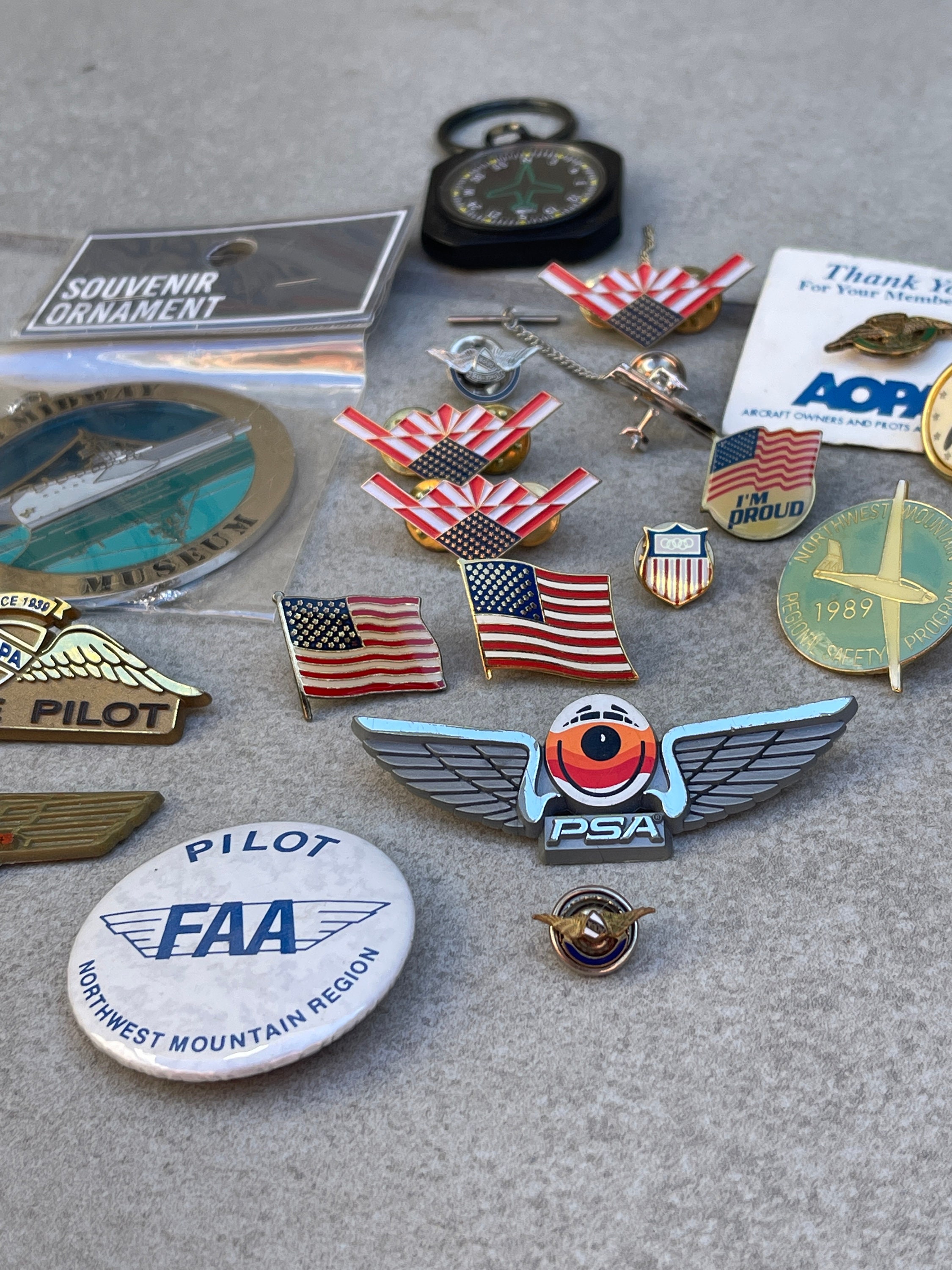 Aviation Airplane Pilot Vintage Lot Pins Wings American Flag - Etsy