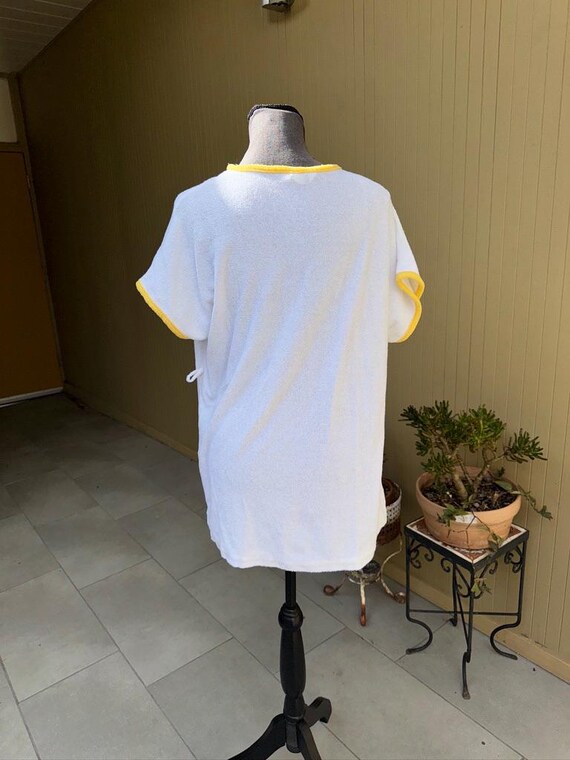 70s Terry Cloth Banana Pocket Short Robe Vintage Bath… - Gem
