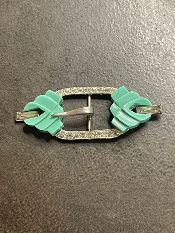 Rhinestone Pot Metal Belt Buckle Art Deco - Gem