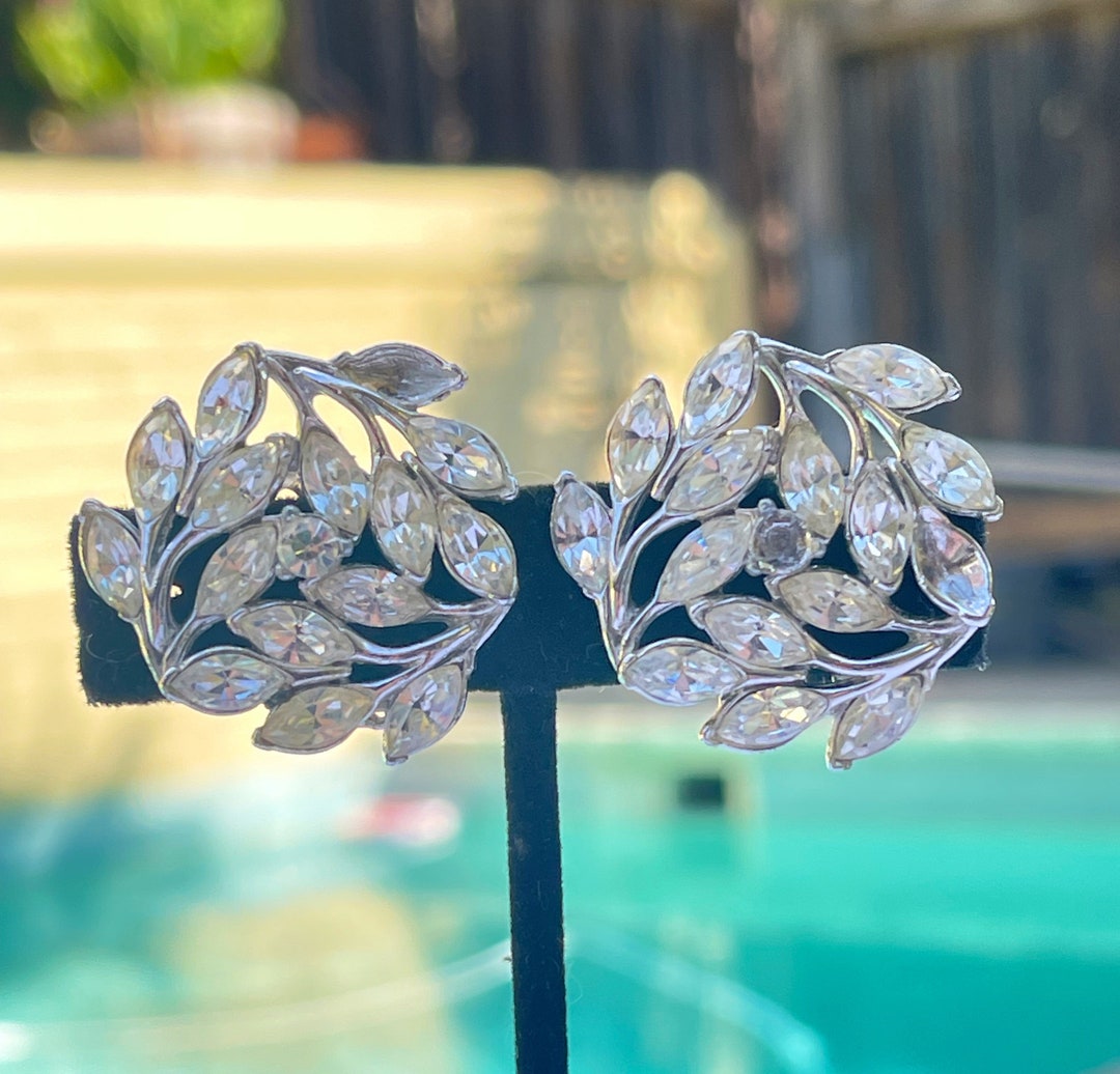 Bogoff Rhinestone Vintage Clip on Earrings - Etsy