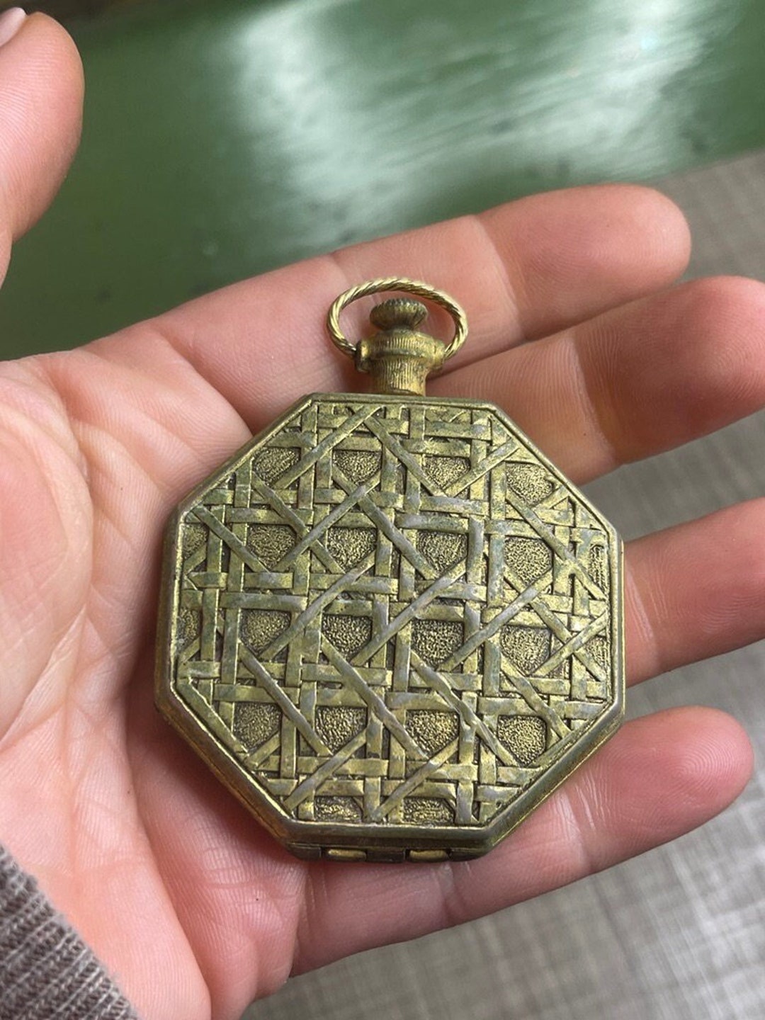 50s Pressed Powder Pocket Watch Style Mirrored Compact - Etsy