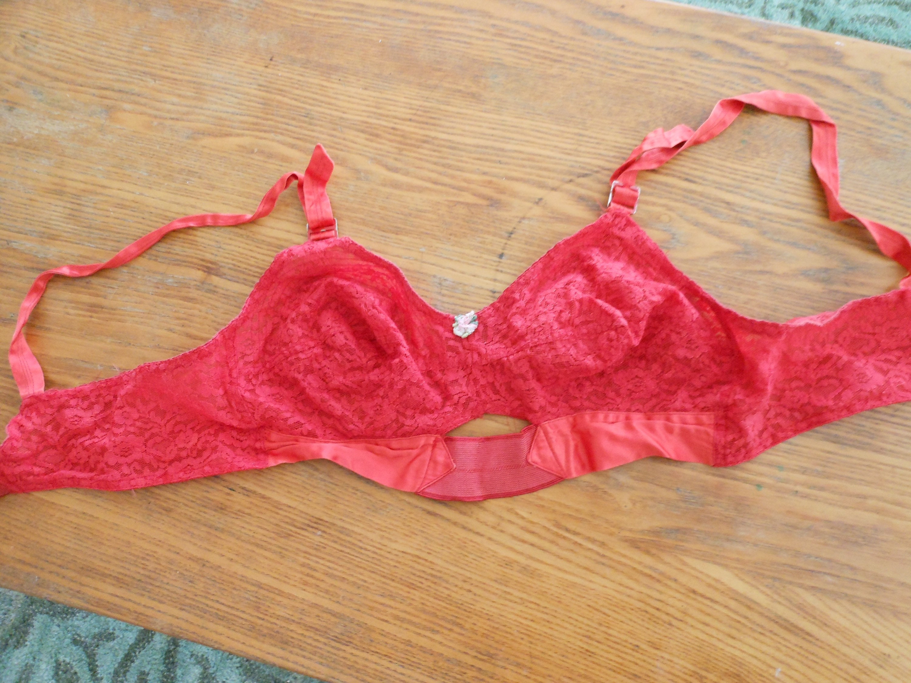 Red Vintage Longline Bra Lace Magic by Carnival Creations 34C - Etsy UK
