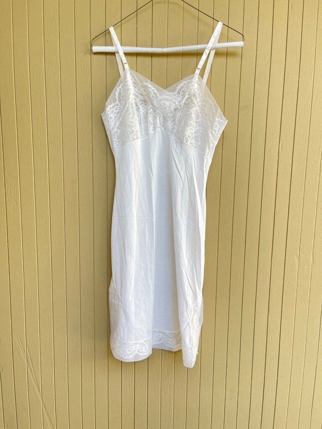 60s Henson Kickernick White Full Slip Dress Semi-sheer W/ Lace Full ...