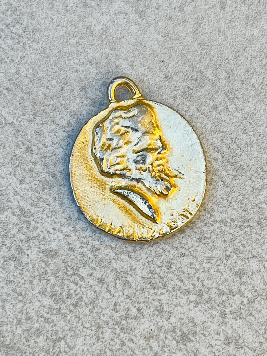 Gold LPC Coin Charm Dragon and Mans Face Medallion Pendant - Etsy