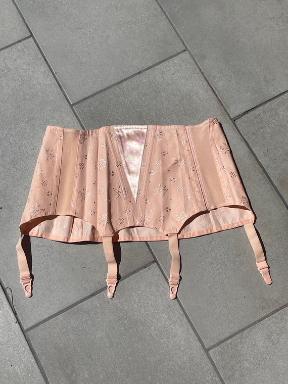 1950s Peach Brocade Girdle Garter Corset Slimming Smo… - Gem