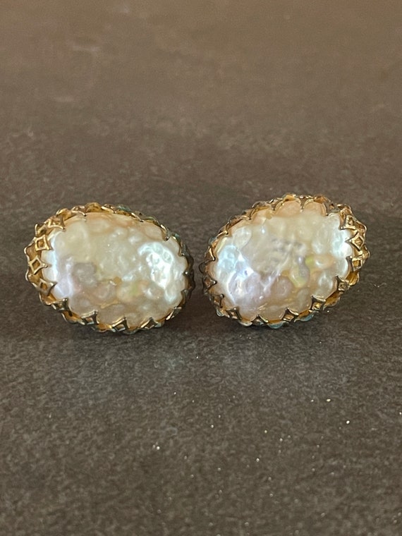 Signed Miriam Haskell Baroque Pearl Earrings - Gem