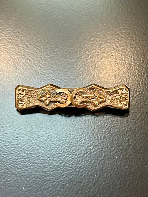 Victorian Gold Bar Pin Antique Brooch - Gem