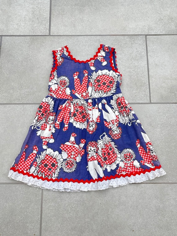 Raggedy Ann & Andy Pop Art Little Girls Dress Vintage… - Gem