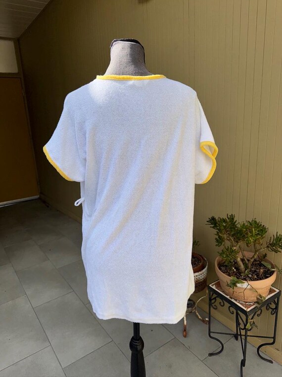 70s Terry Cloth Banana Pocket Short Robe Vintage Bath… - Gem