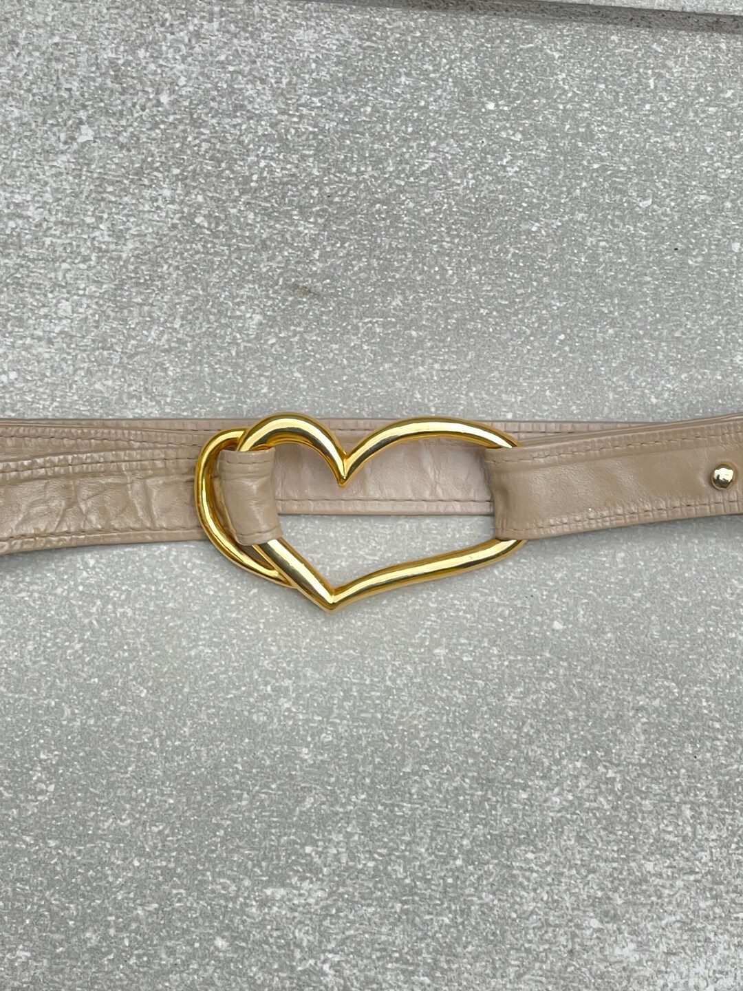 Accessocraft Gold Heart Belt Buckle Vintage Beige Belt - Etsy