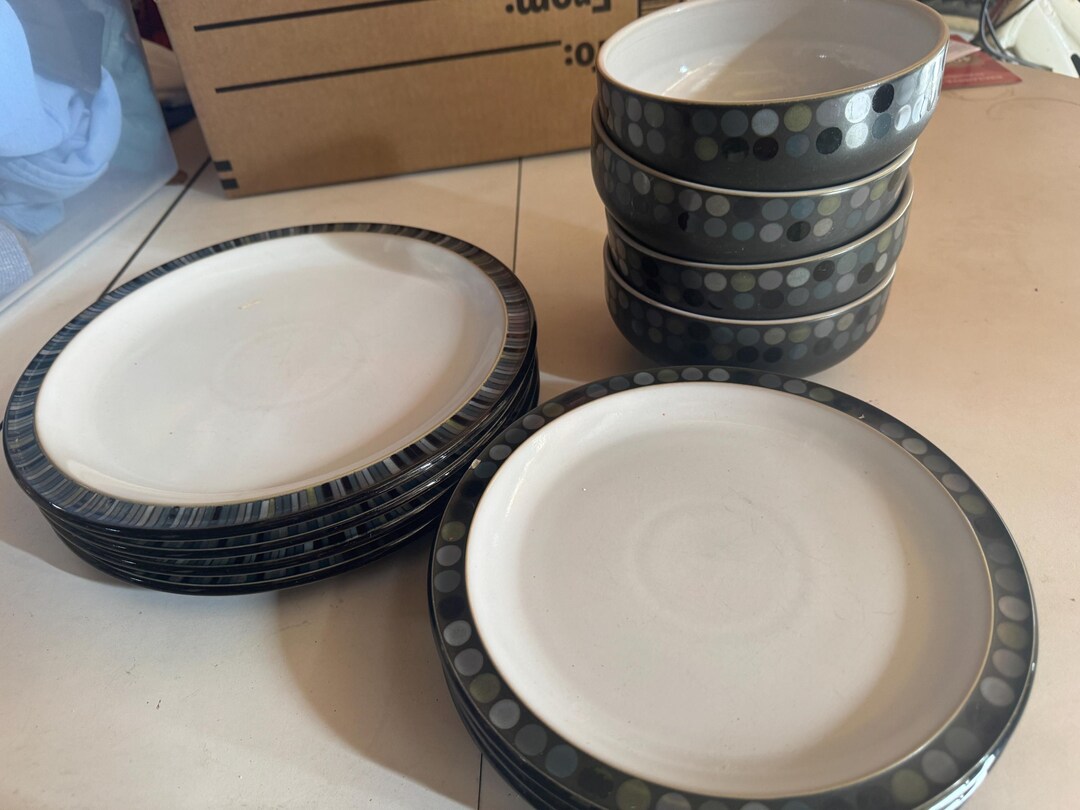 Denby Jet Dishes Dinner Plates Salad Plates Bowls Dish Set or Singles ...