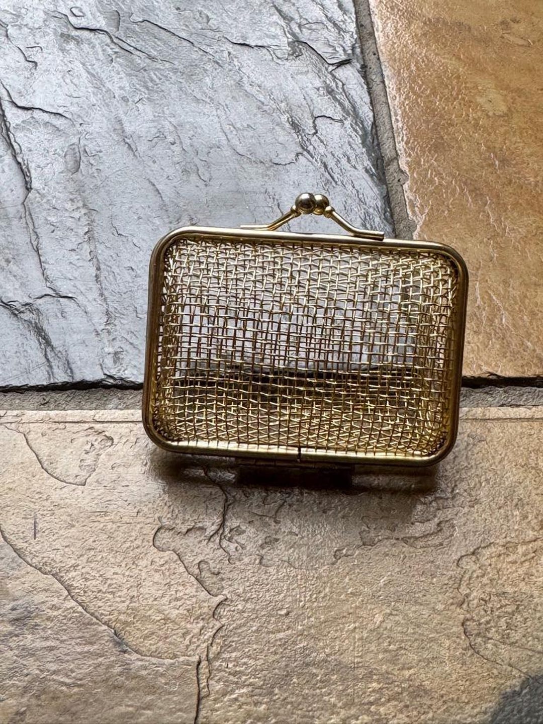 Gold Tone Mini Metal Wire Mesh Hinged Coin Purse Vintage Change Purse ...