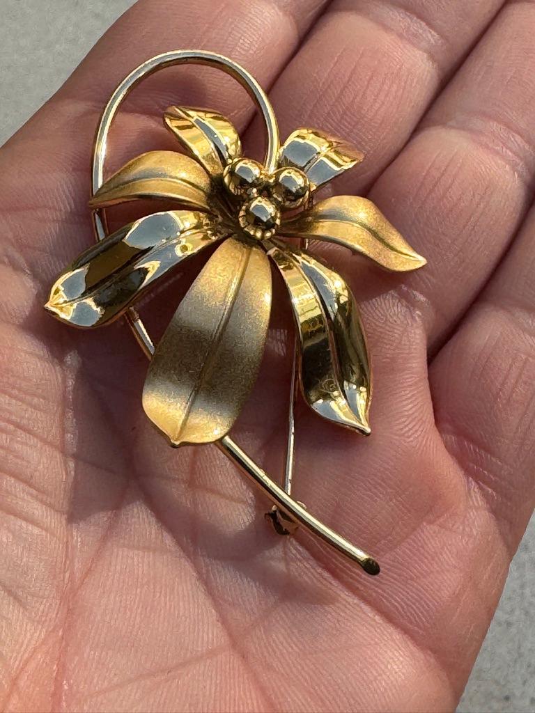 Gold Over Sterling Silver Vintage Forstner Flower Brooch - Etsy