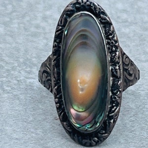 Sterling Abalone Blister Pearl Vintage Ring Size 7 1/2 - Etsy