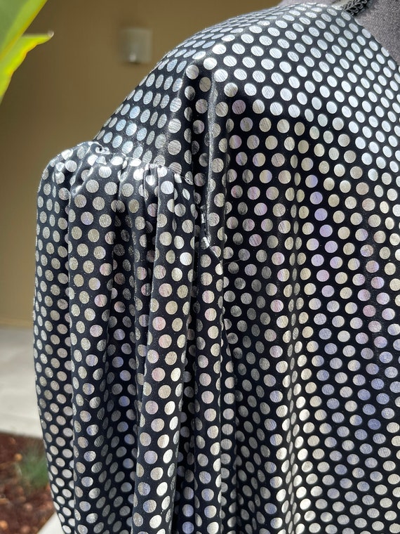 Silver Lame Liquid Metal 80s Vintage Metallic Blouse … - Gem