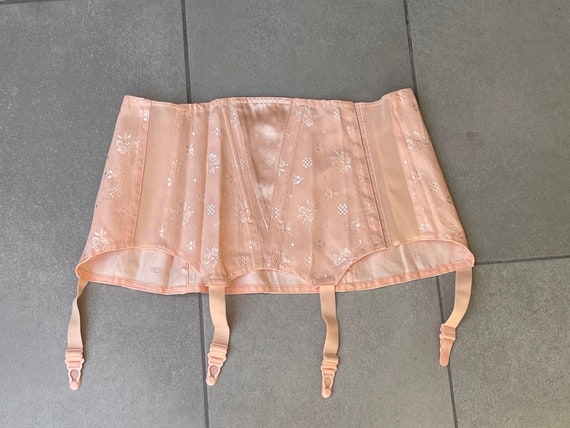 1950s Peach Brocade Girdle Garter Corset Slimming Smo… - Gem