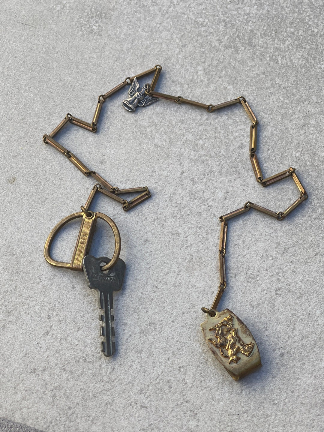 Pocket Watch Vintage Fob Chain With Charm and Key - Etsy