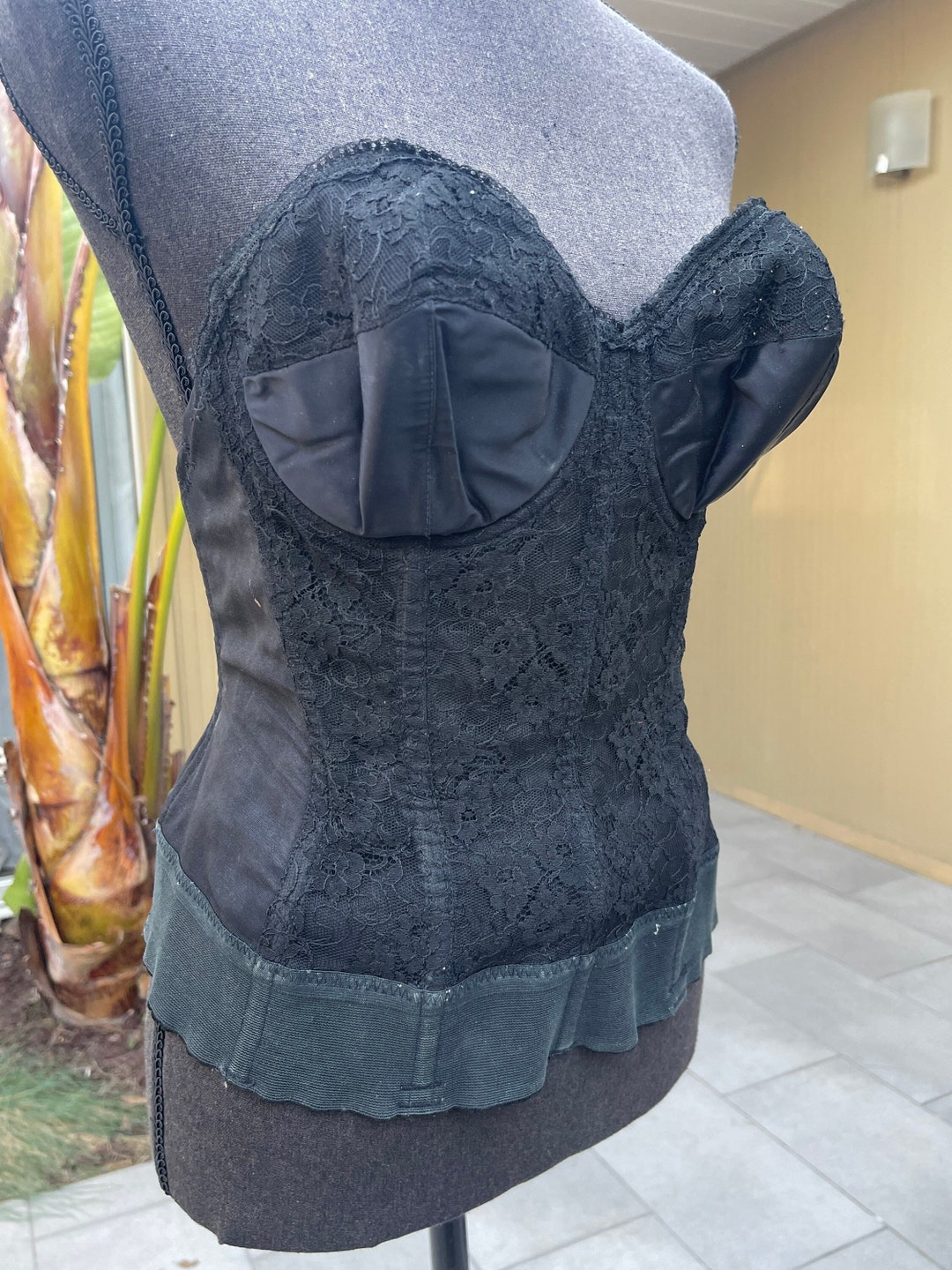 40s Corset Helene of Hollywood Vintage Black Lingerie Bustier Bra Top ...
