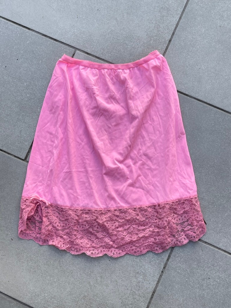 Hot Pink Slip Skirt Lace Trim Half Slip - Etsy
